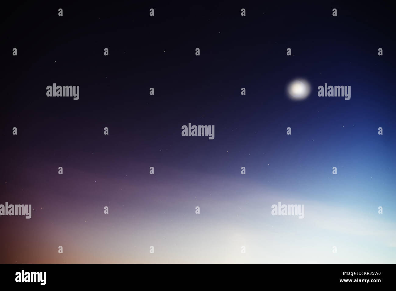 Horizontal glowing night moon with falling stars background Stock Photo ...