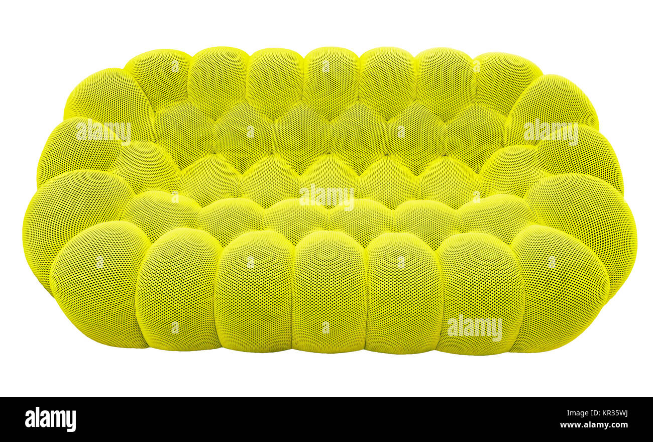 Green lime sofa with pillow. Soft lemon couch. Classic pistachio divan ...