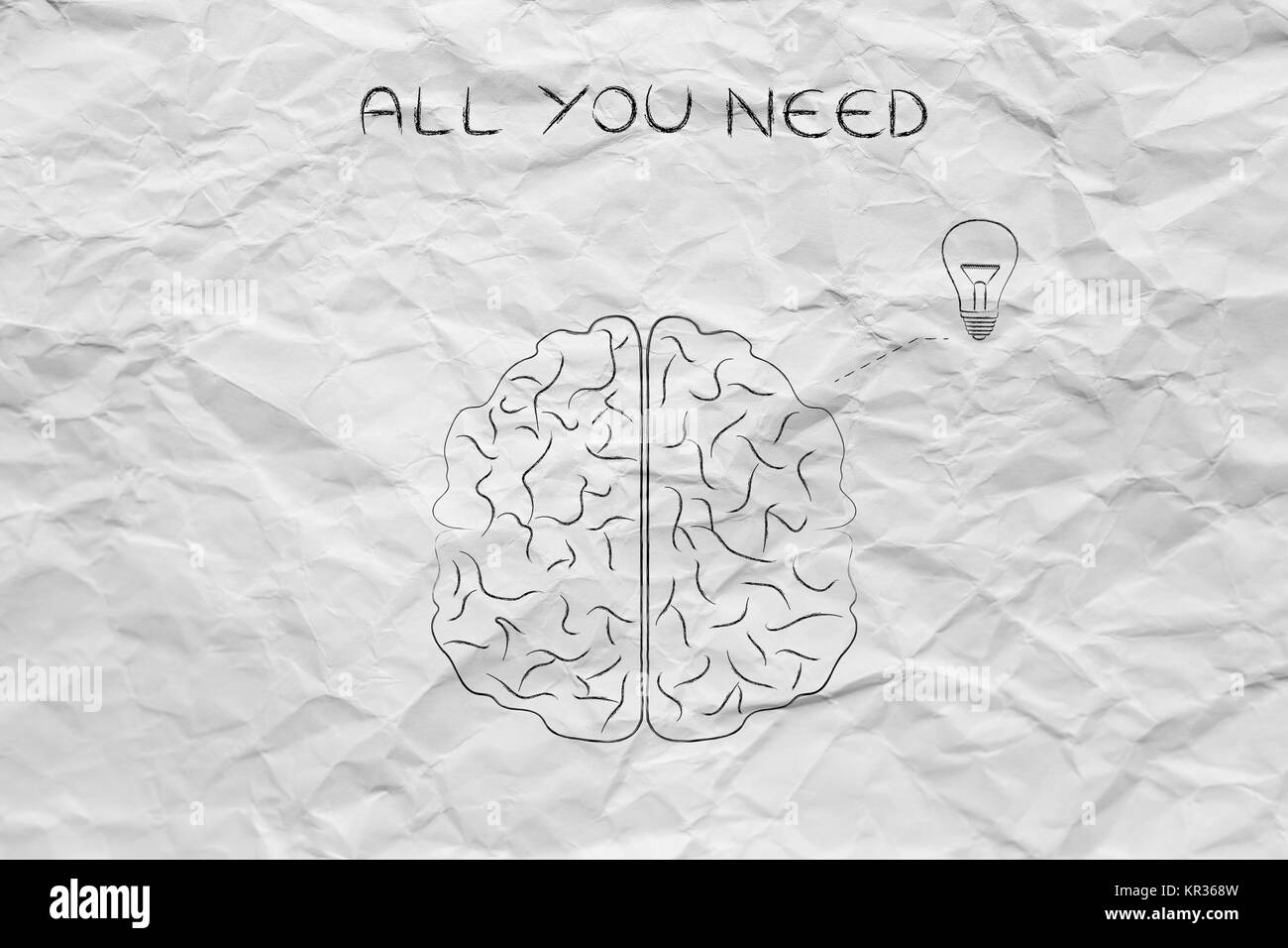 human brain having an idea (lightbulb), all you need Stock Photo - Alamy