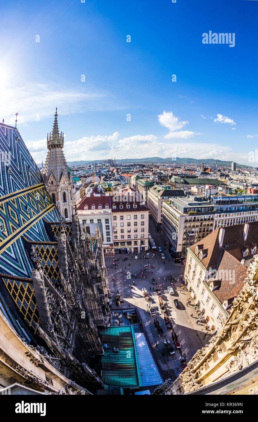 View of Vienna city from the Stephansdom roof, Austria Stock Photo - Alamy