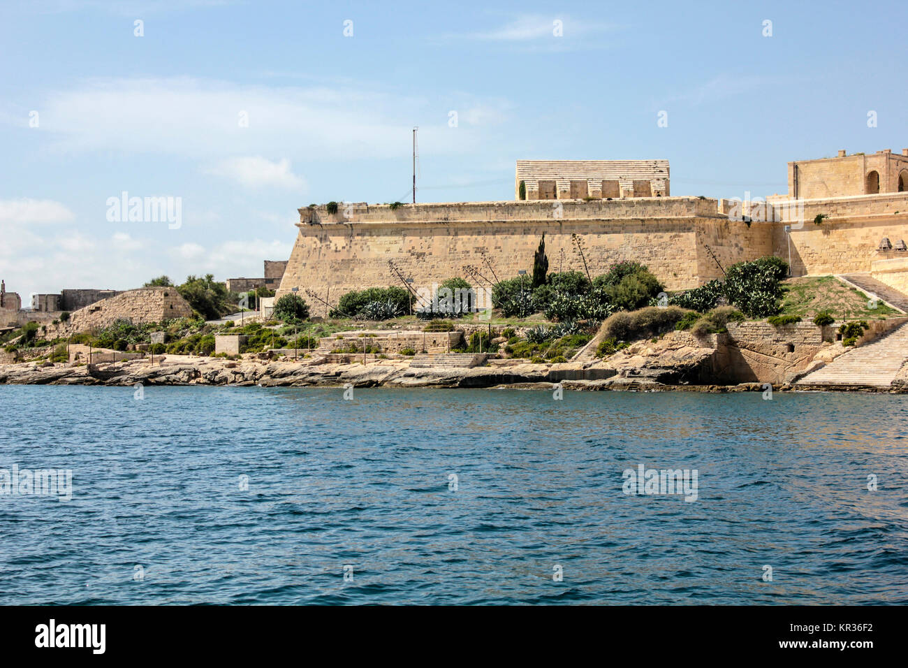 The city walls of Valletta with old castle - Malta Stock Photo - Alamy