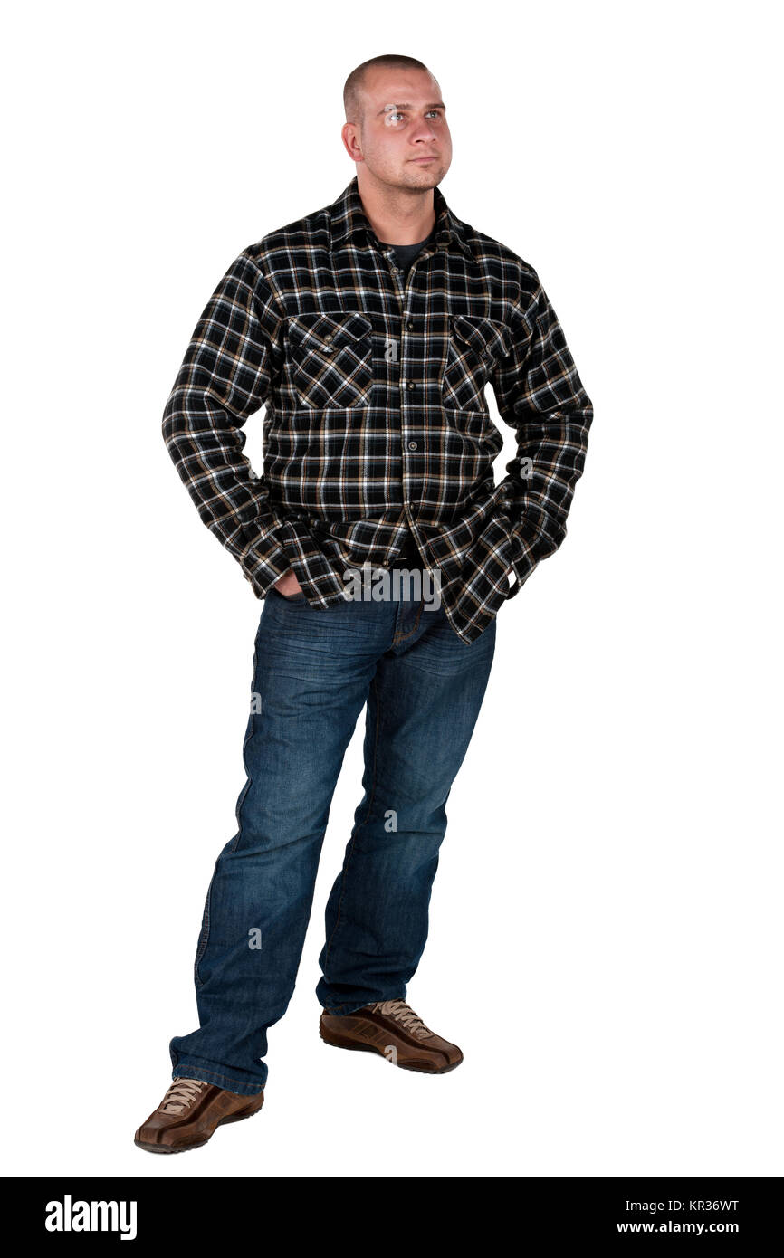 Portrait of a young blue collar worker Stock Photo - Alamy