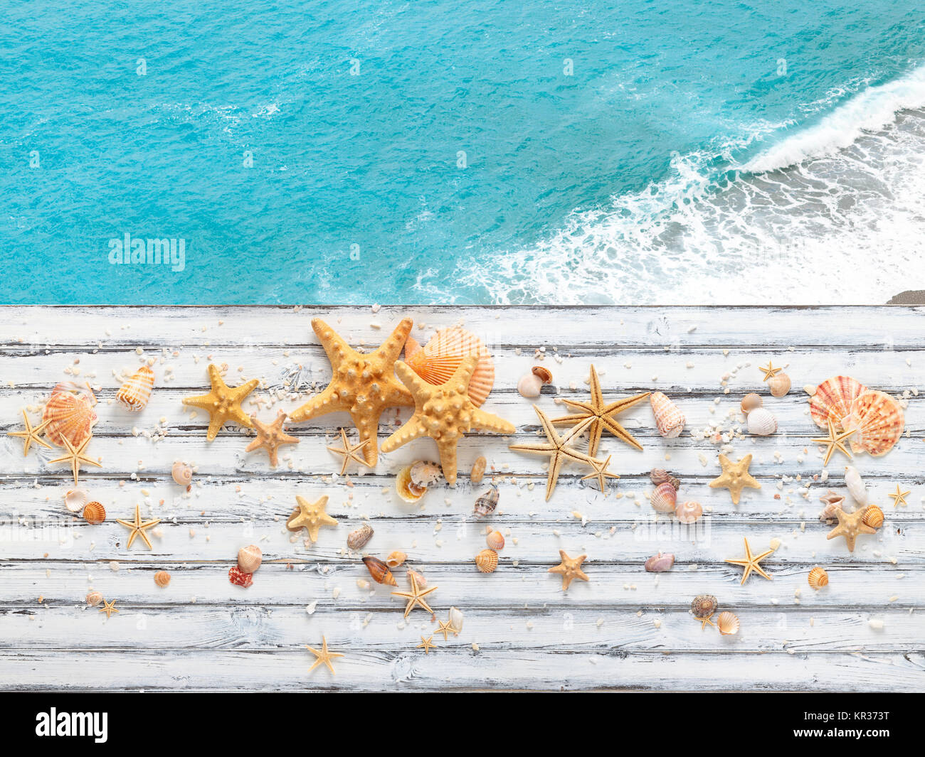 Seashells and Wood Texture Stock Photo - Alamy