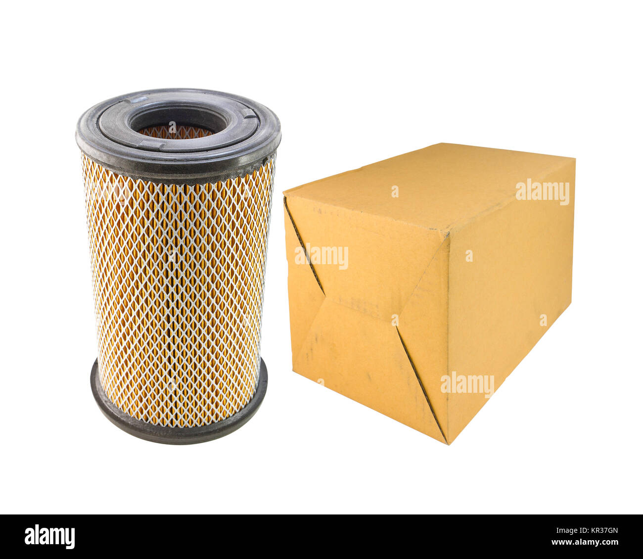 Air filter car and paper box isolated on white Stock Photo - Alamy