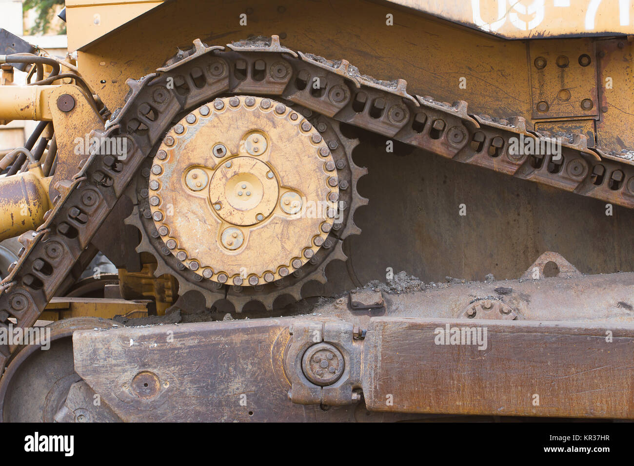 Close up bulldozer in construction site Stock Photo - Alamy