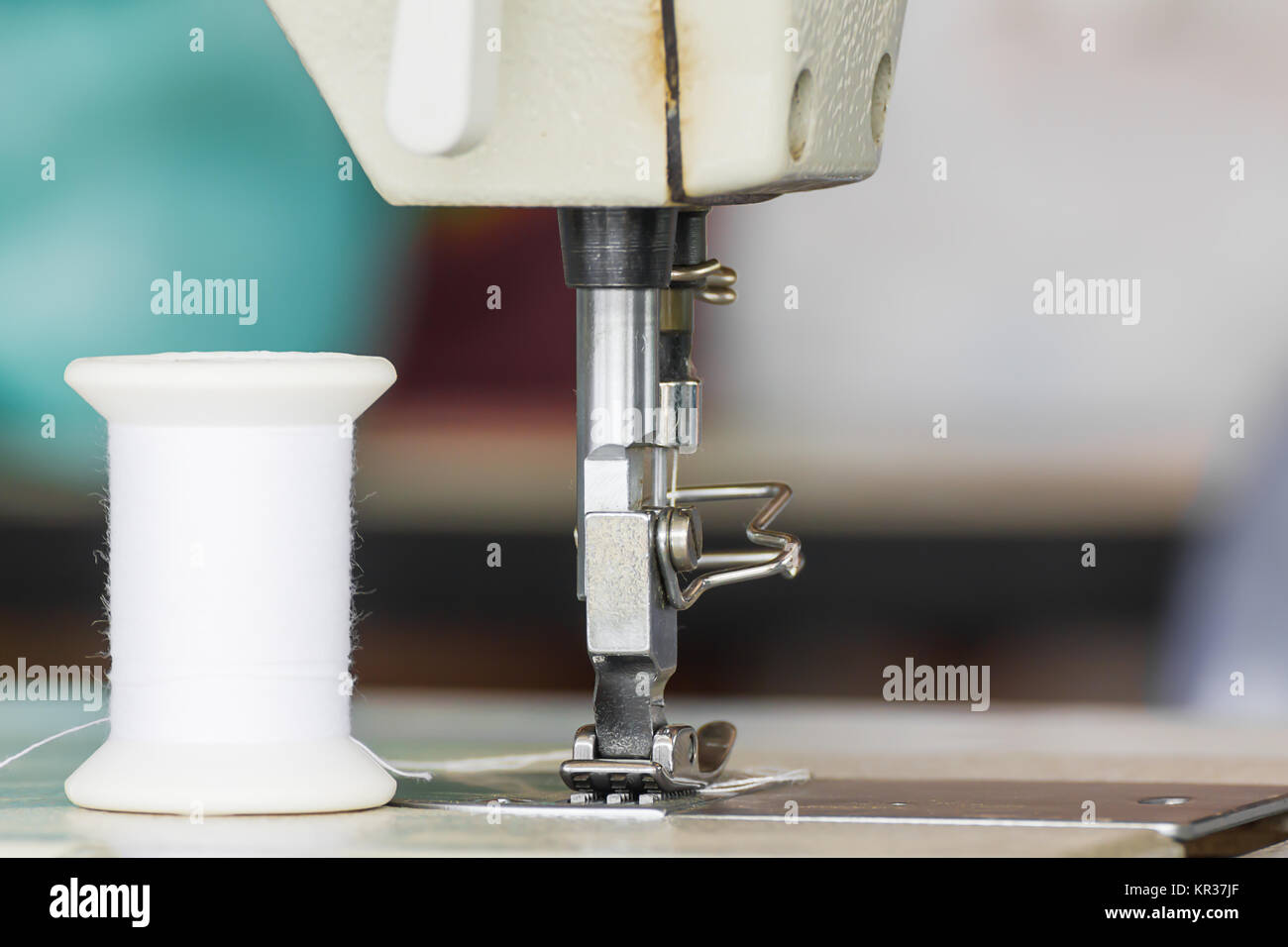 Close up industrial sewing machine Stock Photo - Alamy