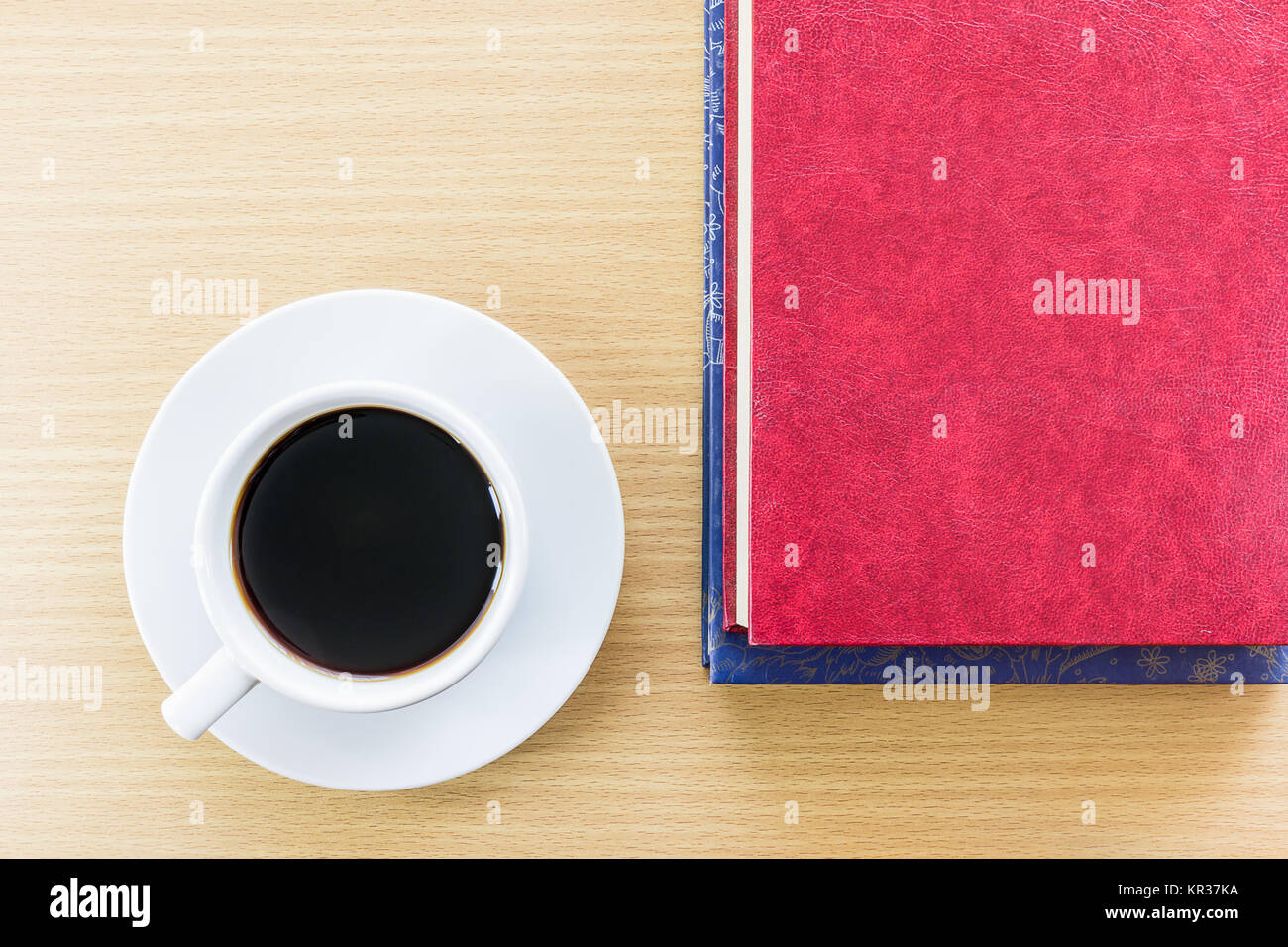 Coffee on a wood table Stock Photo - Alamy