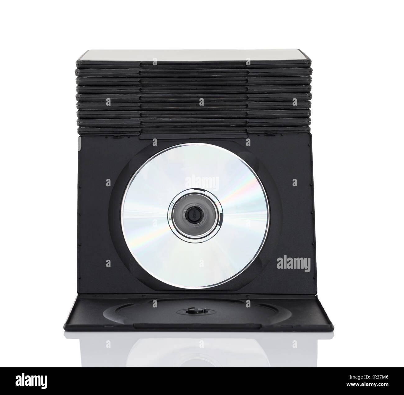 Dvd boxes with disc on white background Stock Photo - Alamy