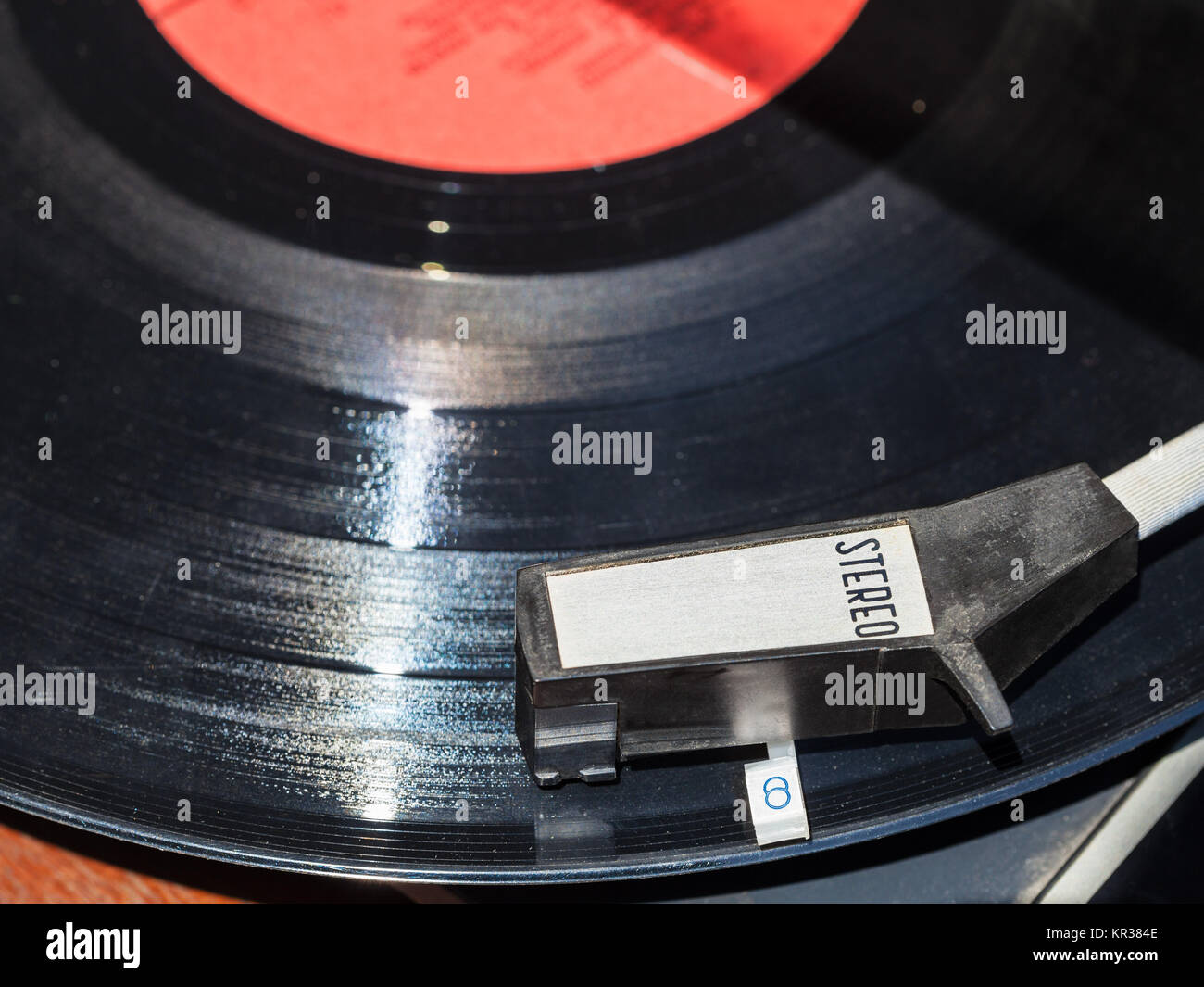 above view of vinyl record in old turntable Stock Photo - Alamy