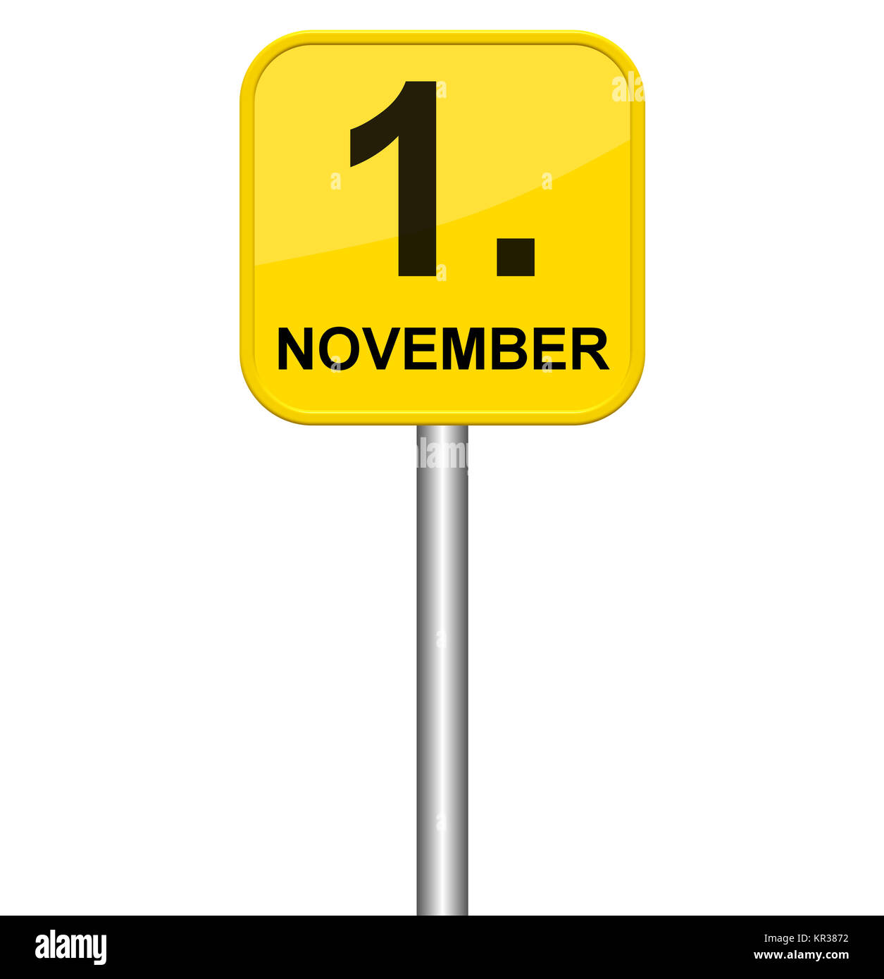 yellow sign november 1 Stock Photo - Alamy