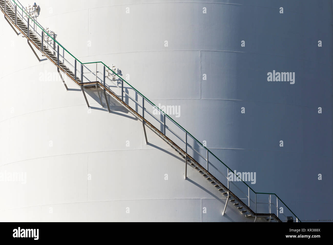 detail of white tanks in tank farm with iron staircase Stock Photo - Alamy