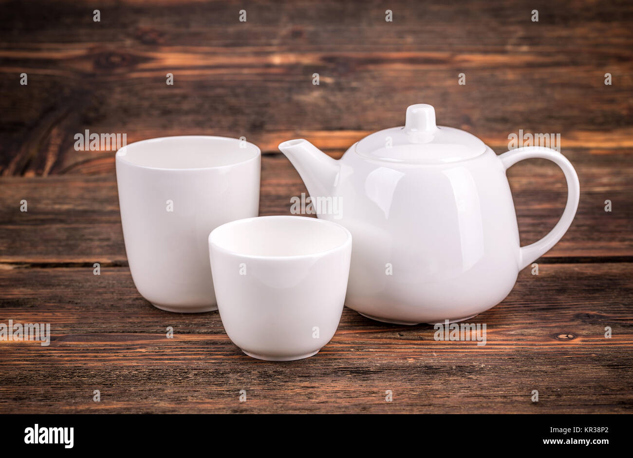 White porcelain tea set Stock Photo - Alamy