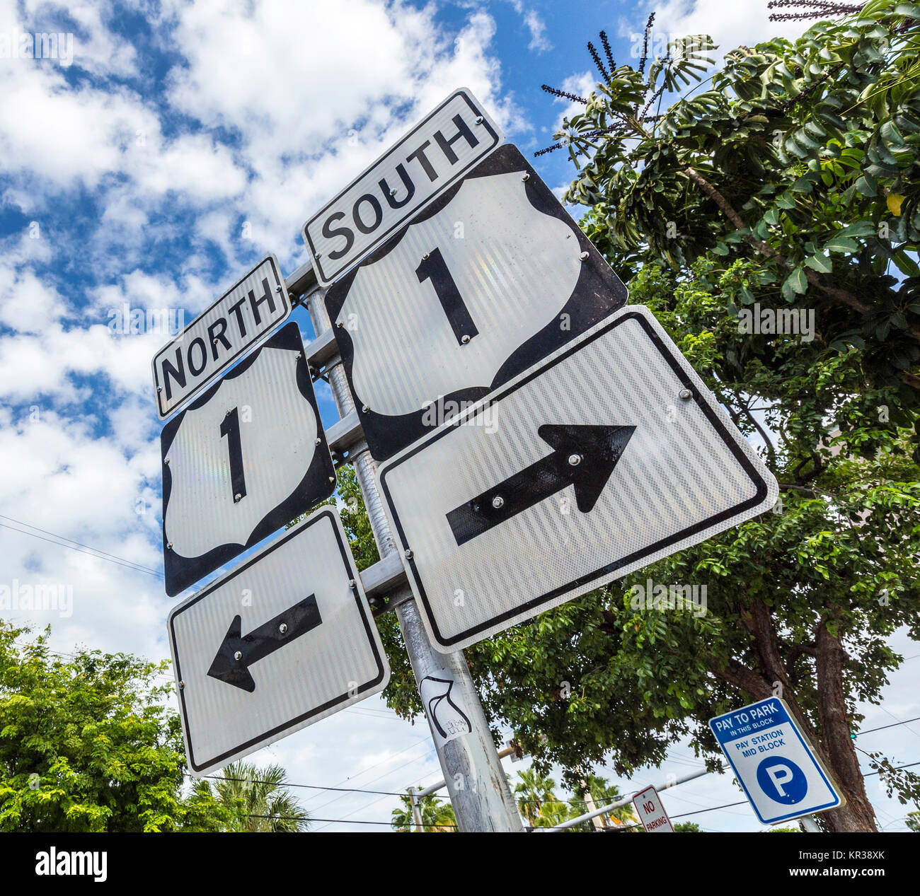 Mile Zero in Key West, highway sign No1 Florida keys,direction south ...