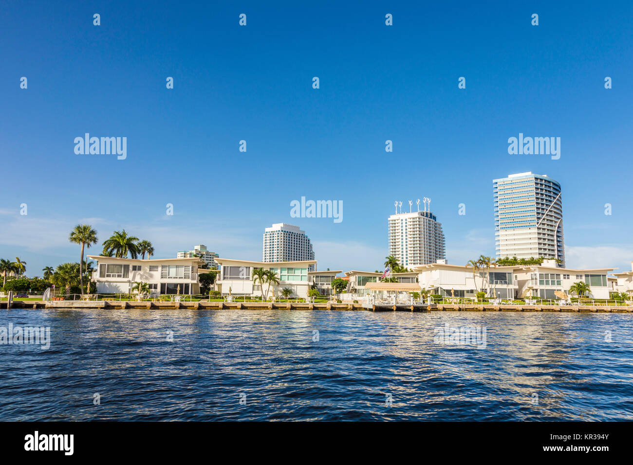 skyline of Fort Lauderdale from the canal Stock Photo - Alamy
