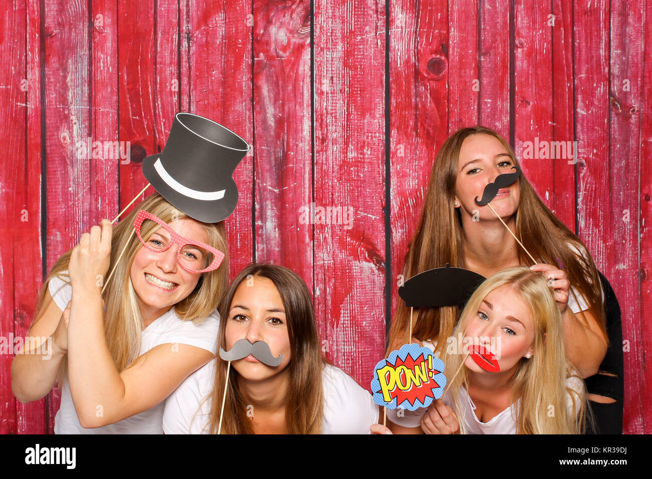 girls with different probs before photobooth Stock Photo - Alamy