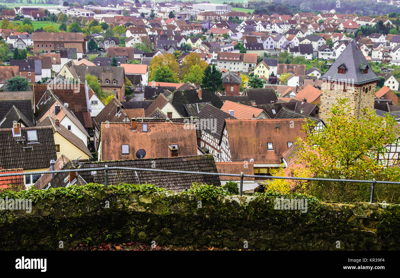 roofs view from above at a german village Stock Photo - Alamy