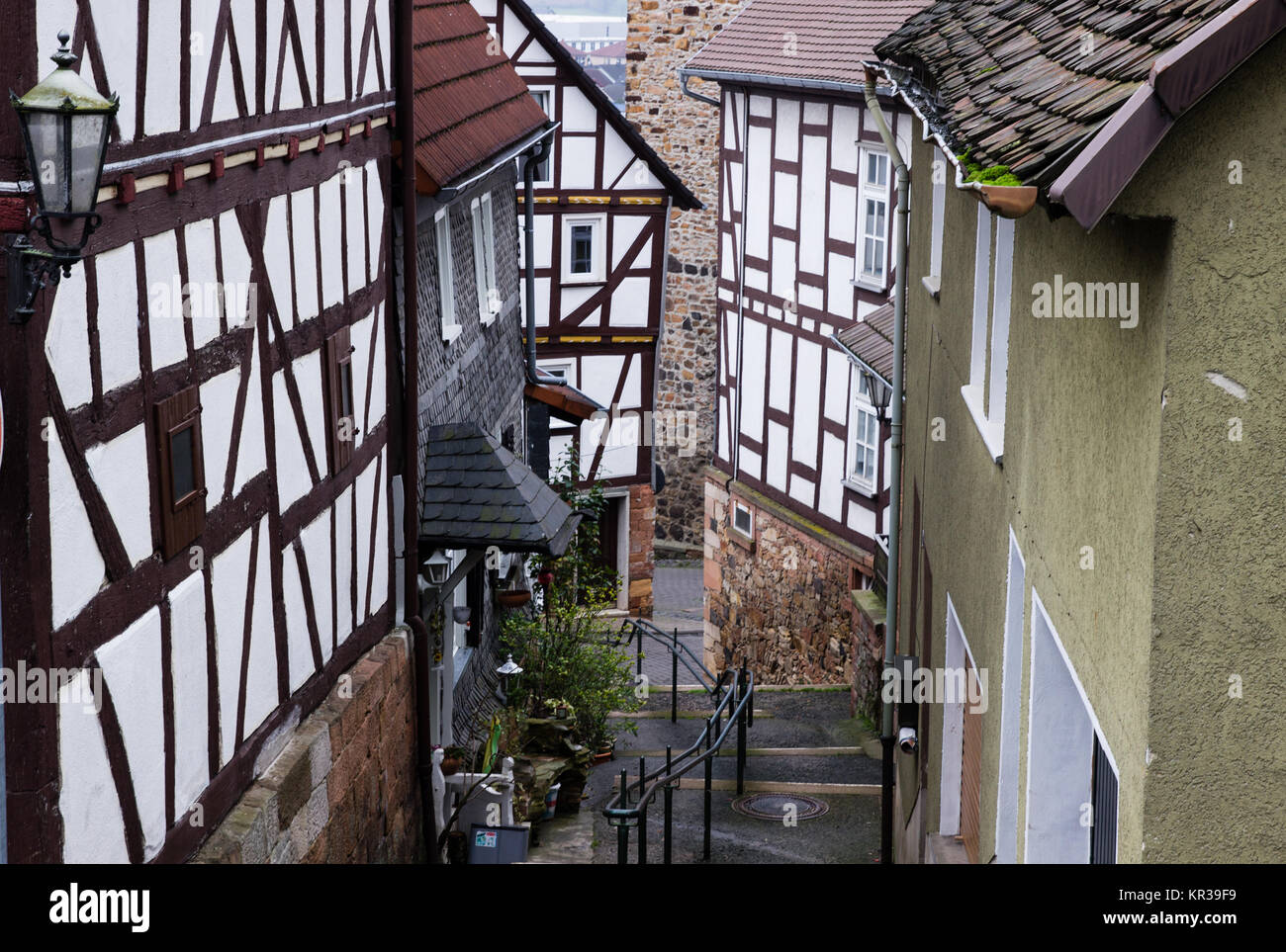 Classic view of old german village with timbered houses Stock Photo - Alamy
