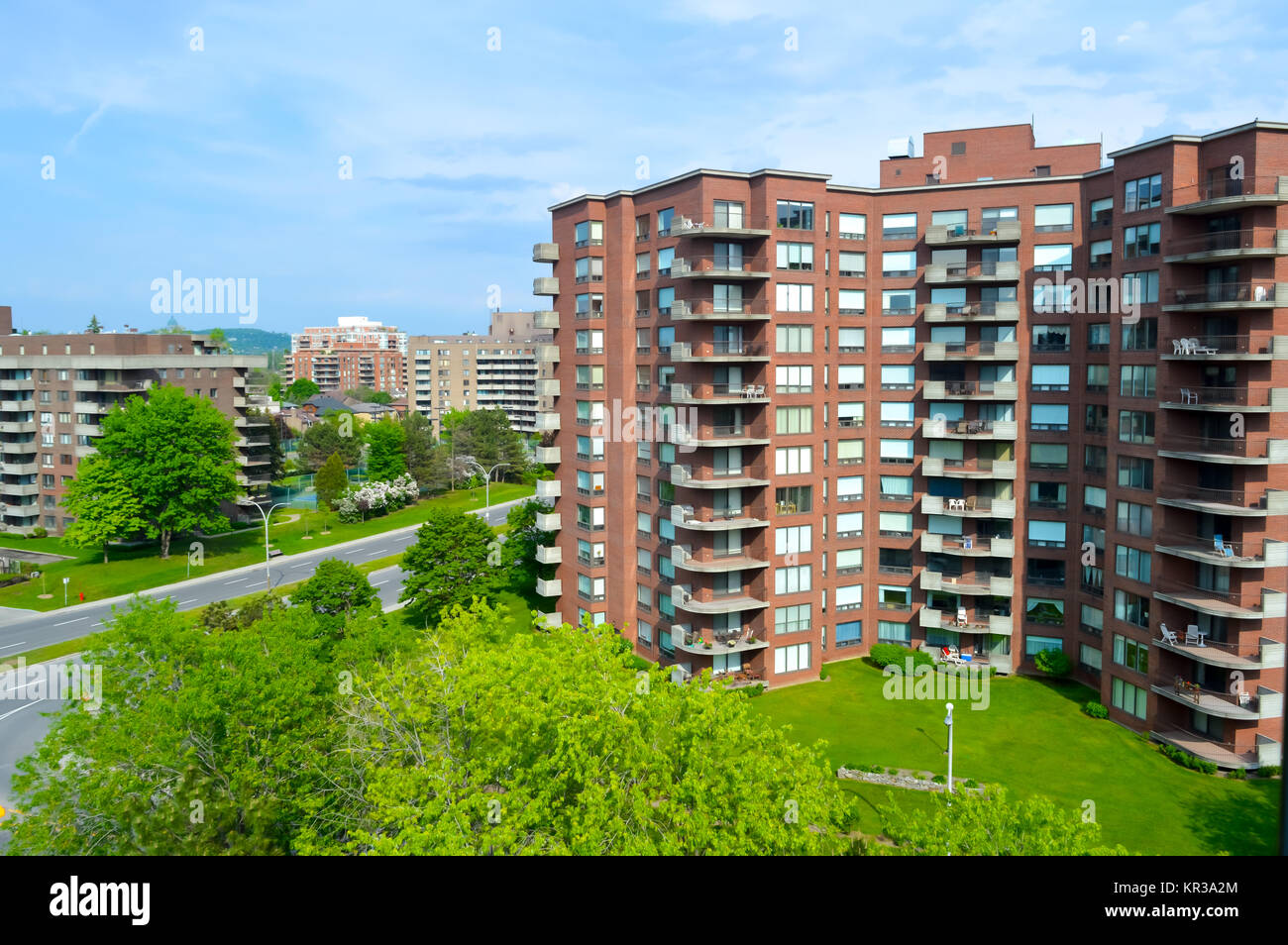 Modern condo buildings with huge windows and balconies in Montreal ...
