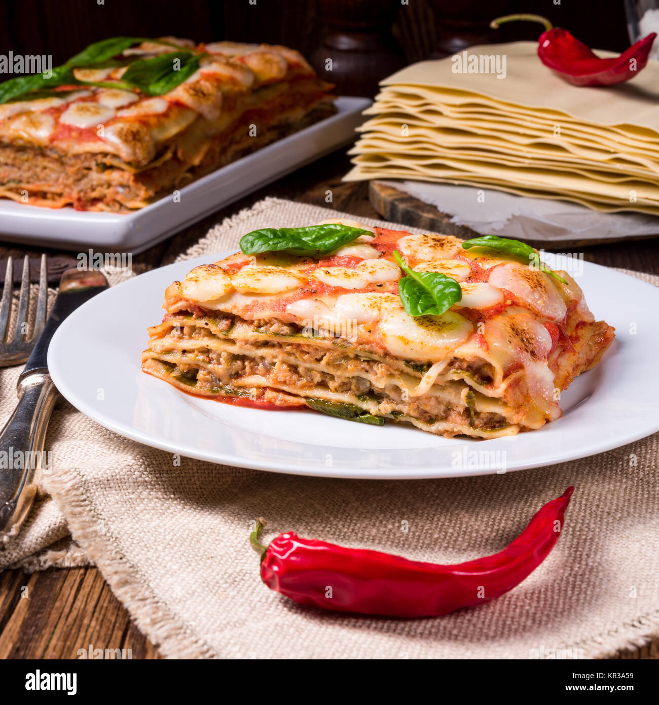Lasagna plates sauce hi-res stock photography and images - Alamy
