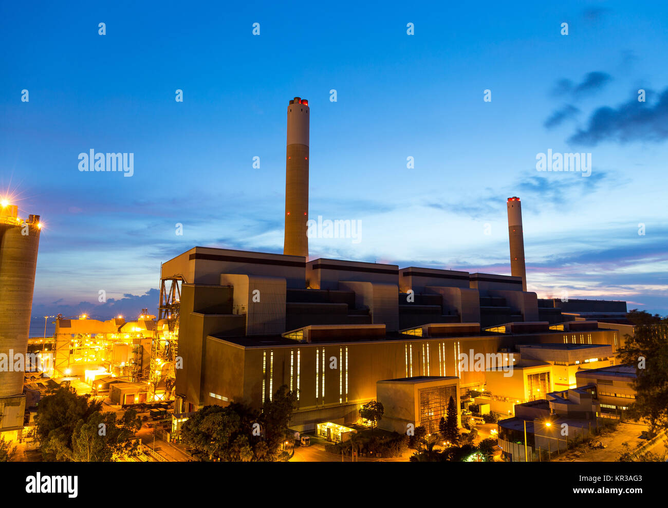 Power plant at sunset Stock Photo - Alamy