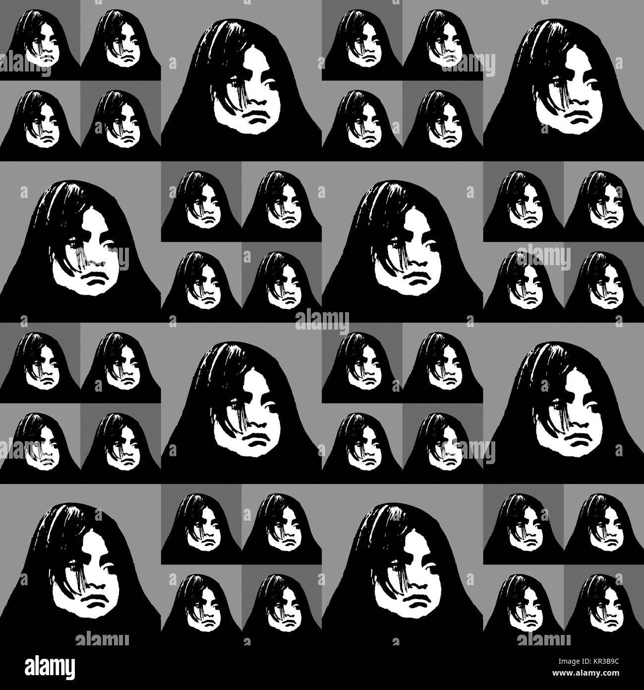 Sad Girl Motif Pop Art Pattern Stock Photo - Alamy