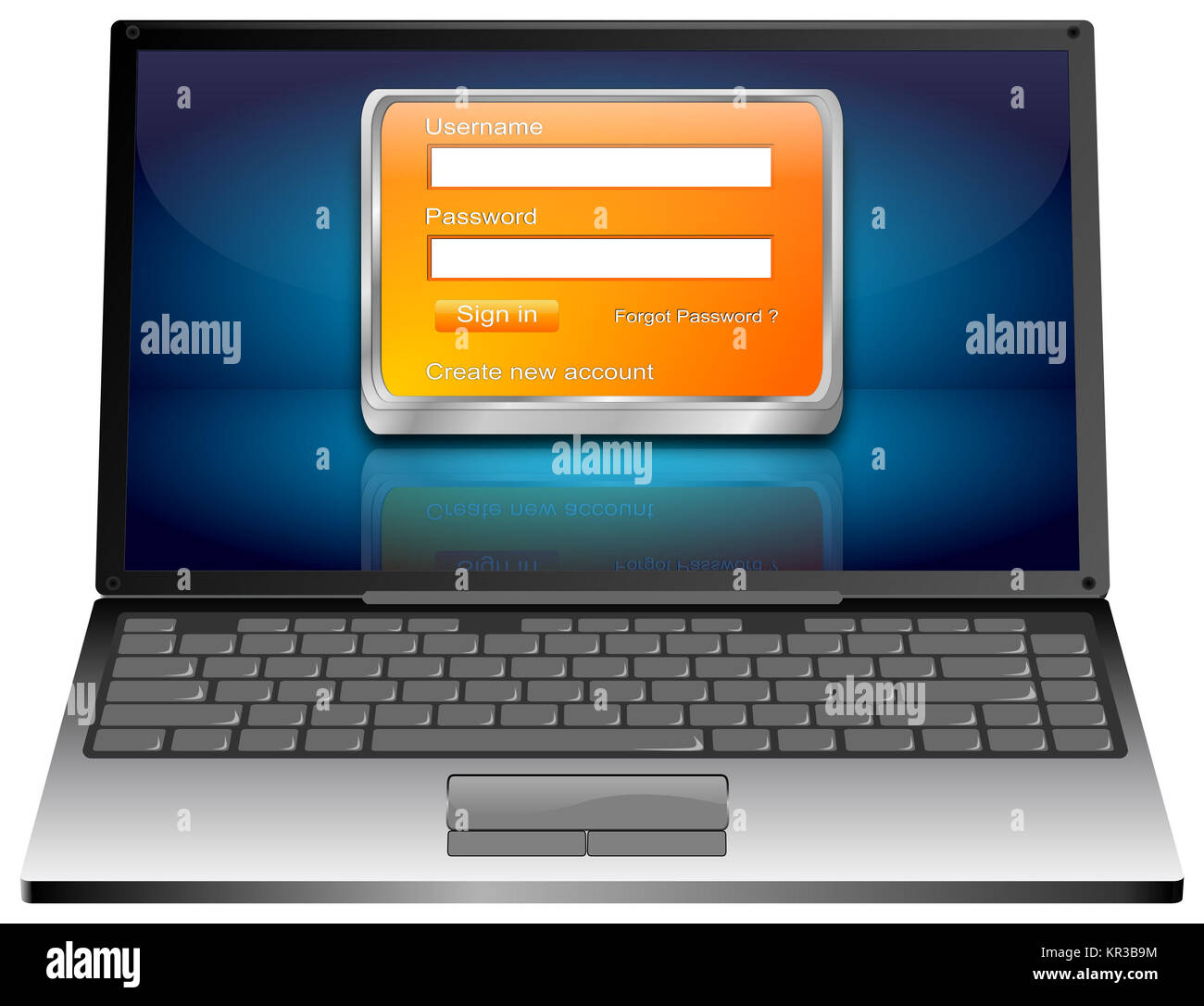 Laptop Computer with Login Screen - 3D illustration Stock Photo - Alamy