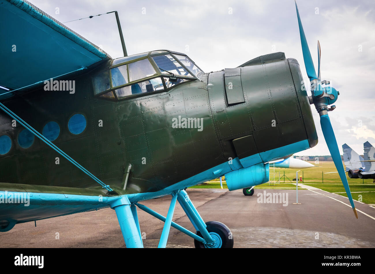 Retro airplane with propeller Stock Photo - Alamy