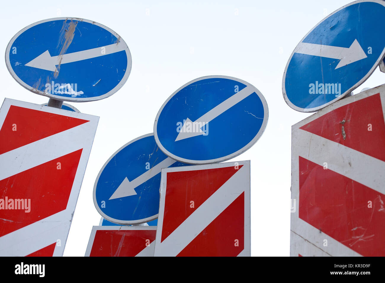 confusion mess of direction arrows traffic signs Stock Photo - Alamy