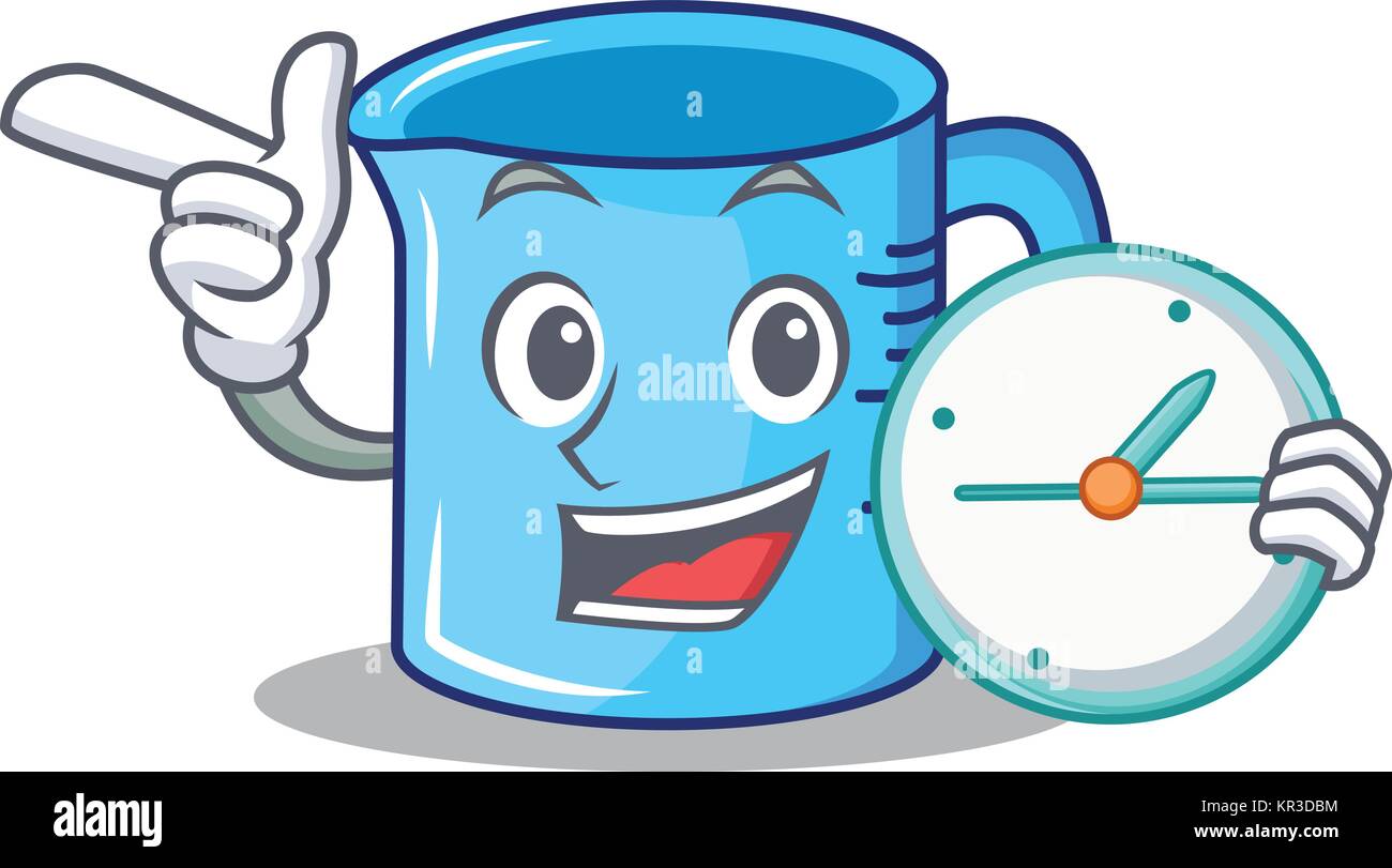 With clock measuring cup character cartoon Stock Vector Image & Art - Alamy