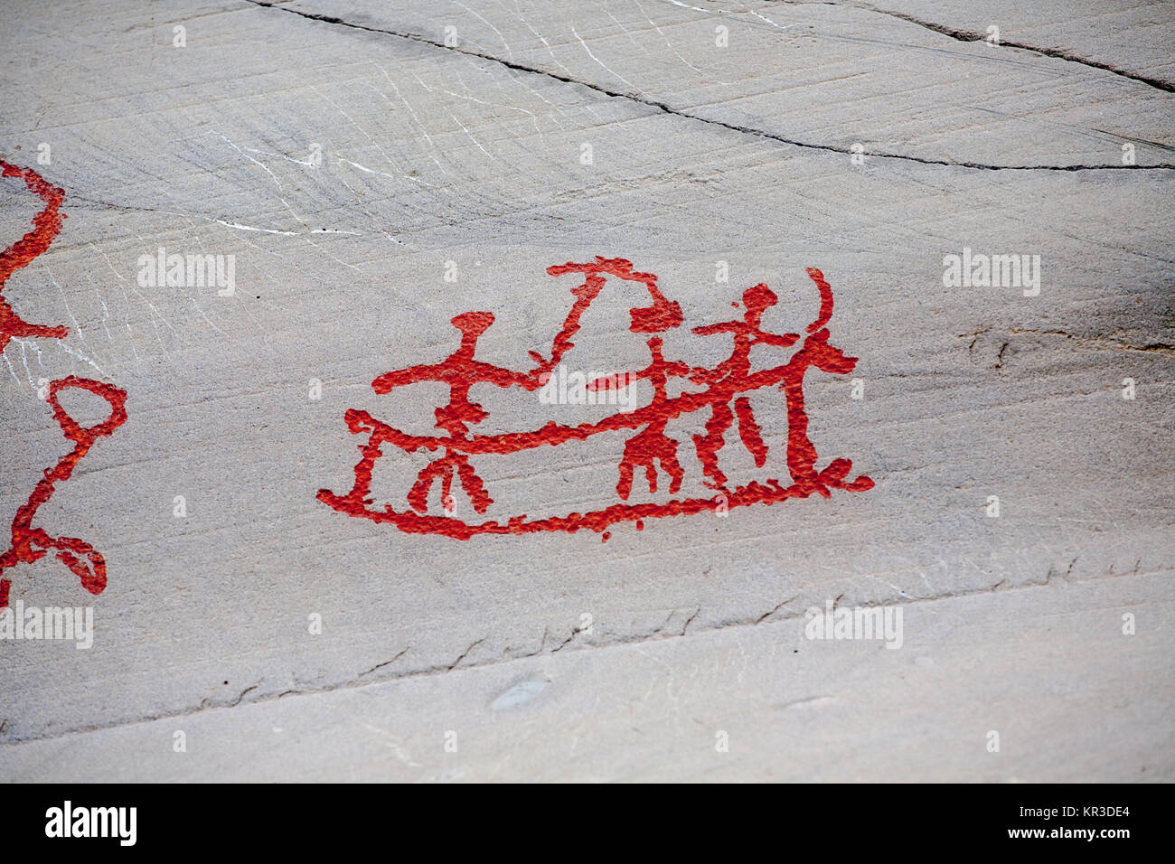 prehistoric rock carving petroglyphs on stone surface closeup Stock ...
