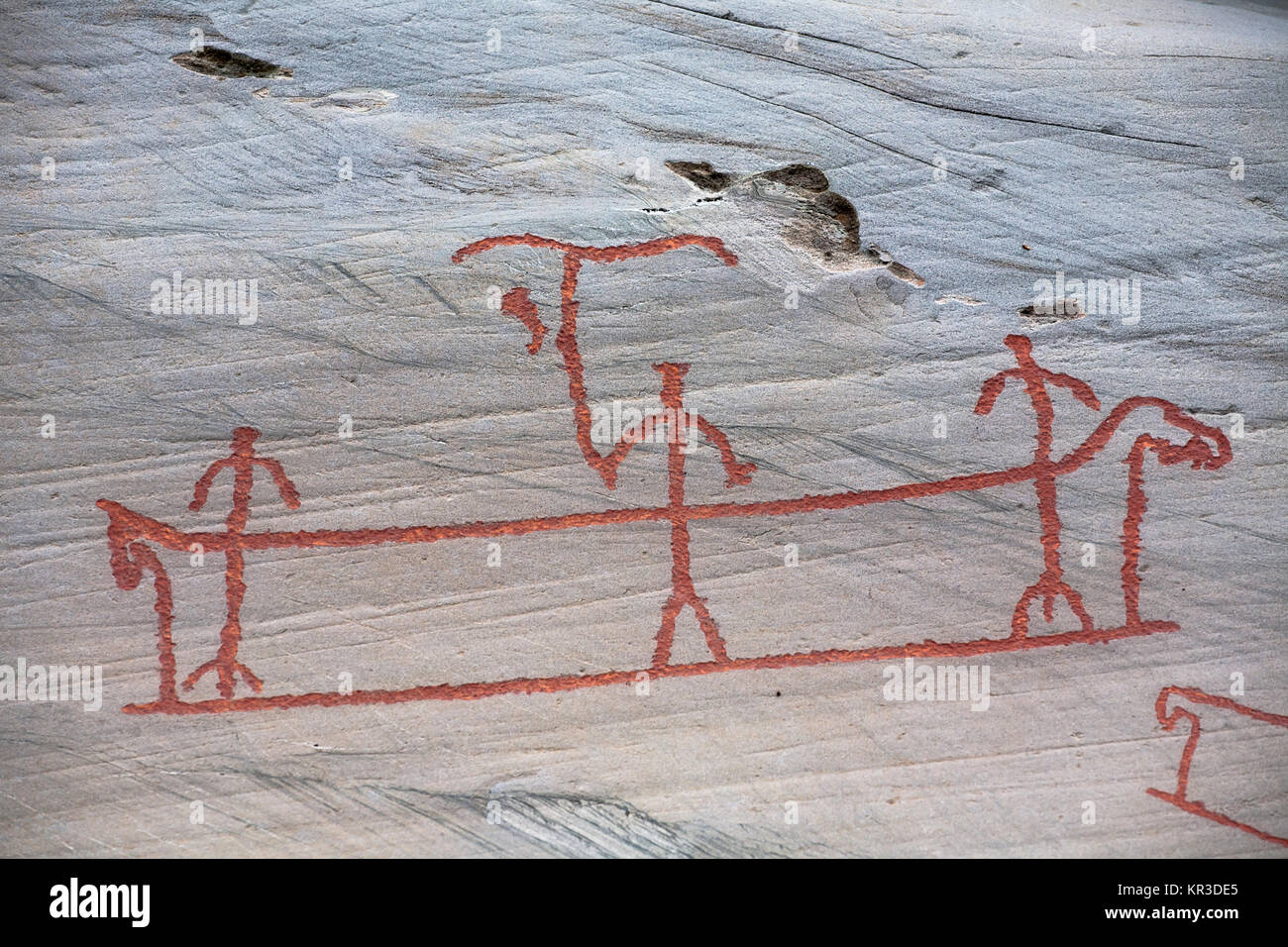prehistoric rock carving petroglyphs on stone surface closeup, Alta ...