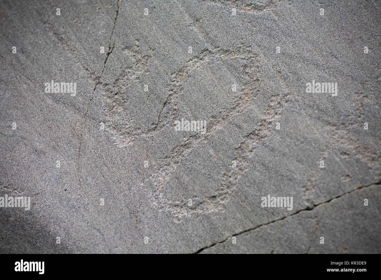 prehistoric rock carving petroglyphs on stone surface closeup Stock ...