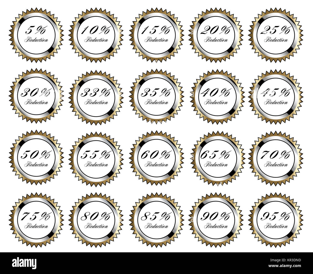 Golden Discount Buttons Stock Photo - Alamy