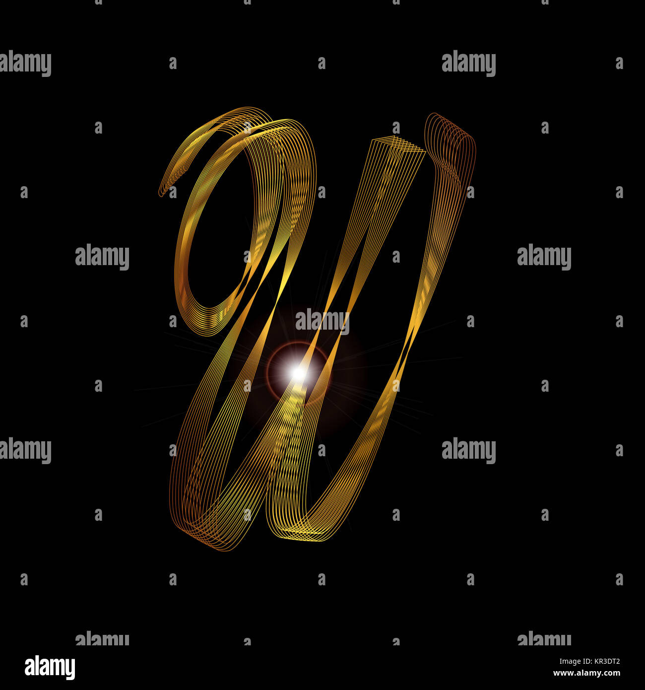 Letter W In Gold Stock Photo - Alamy