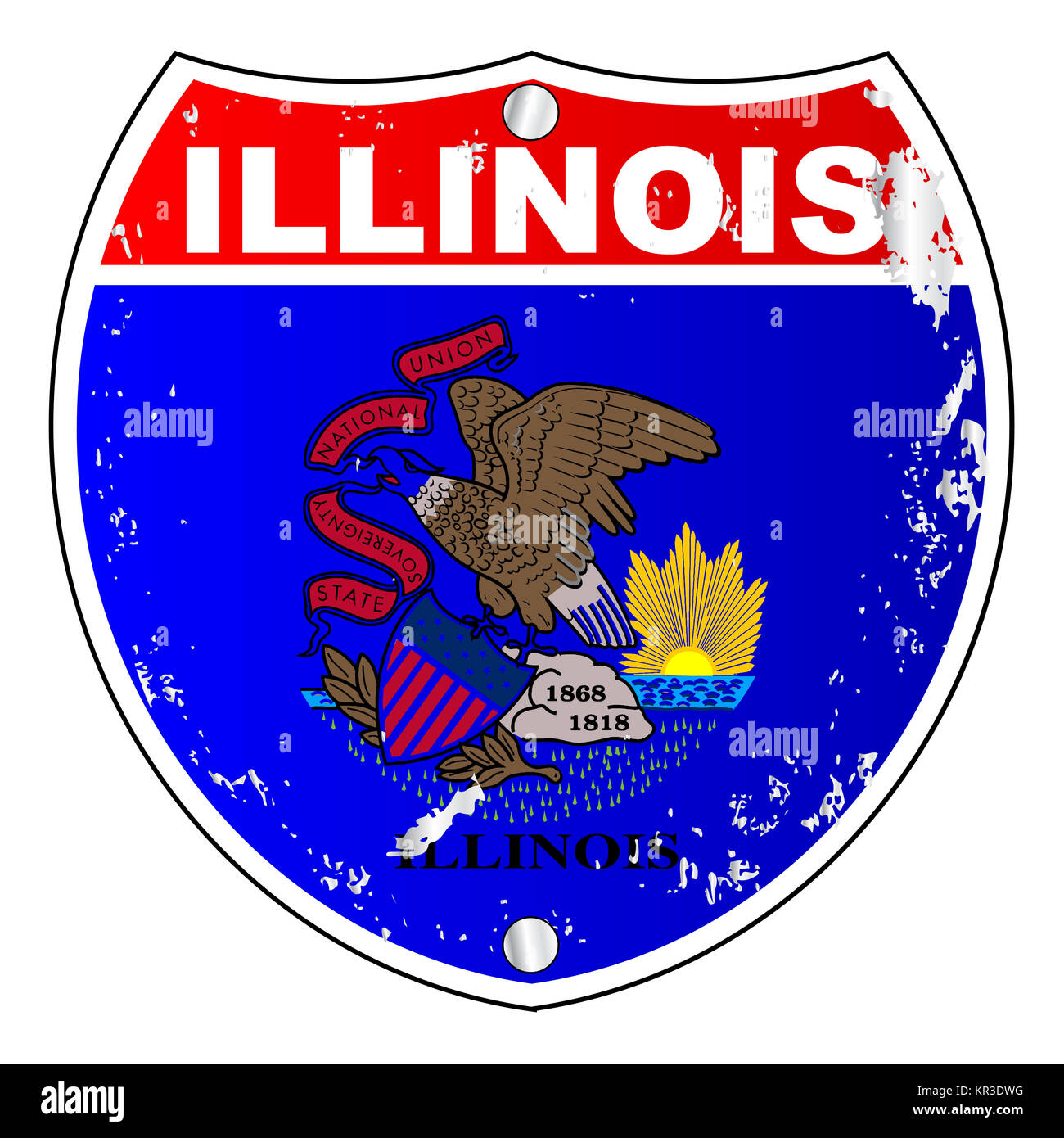 Illinois Flag Icons As Interstate Sign Stock Photo - Alamy