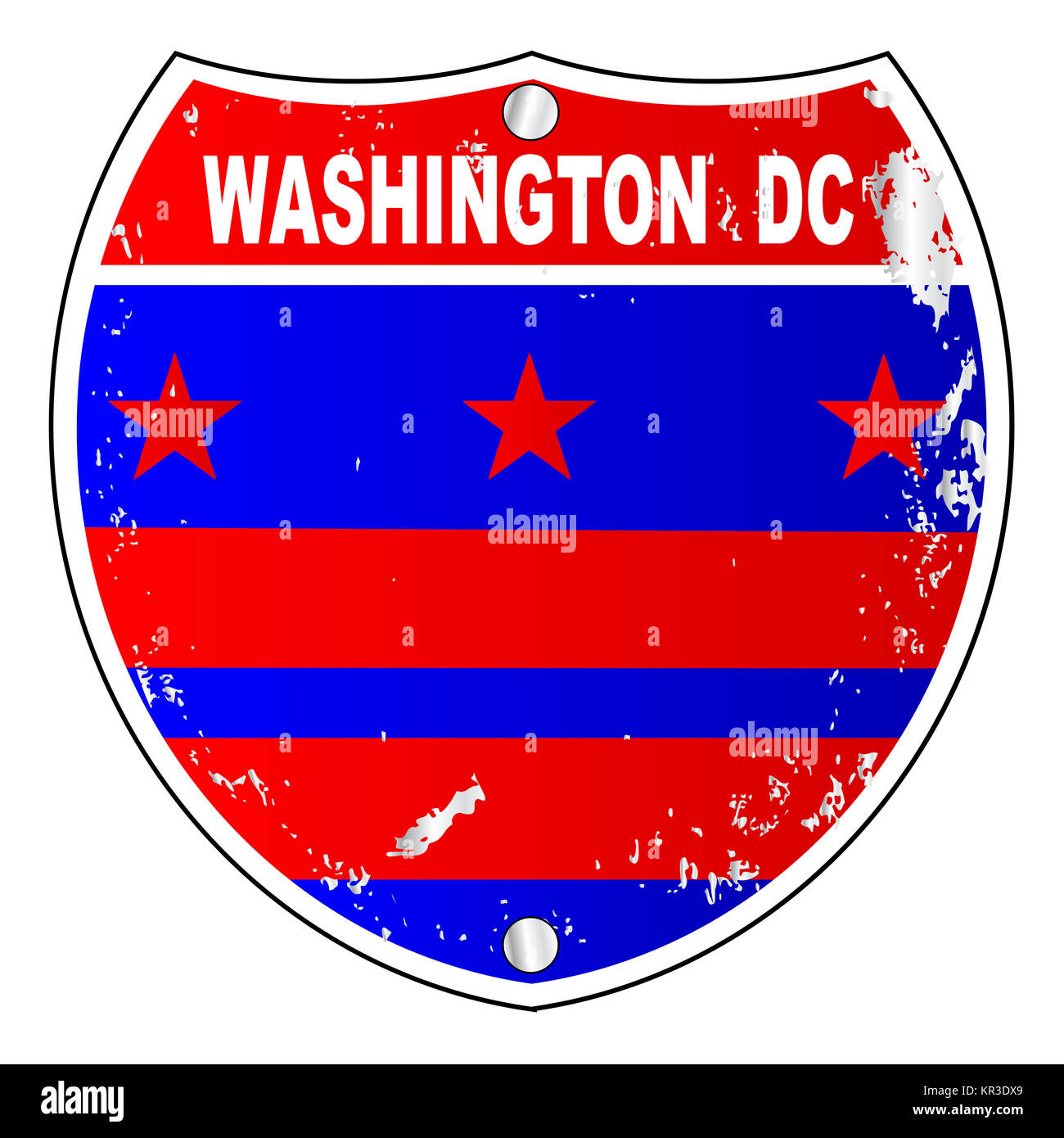 Washington DC Flag Icons As Interstate Sign Stock Photo - Alamy