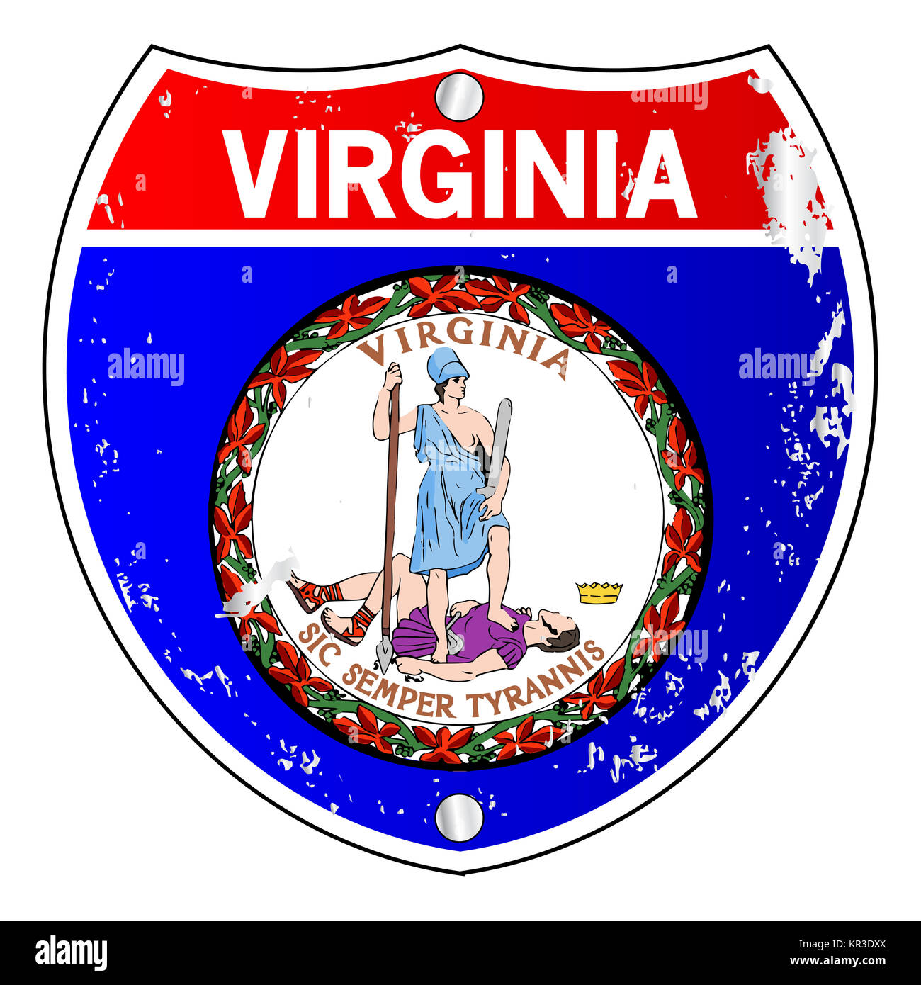 Virginia Flag Icons As Interstate Sign Stock Photo - Alamy