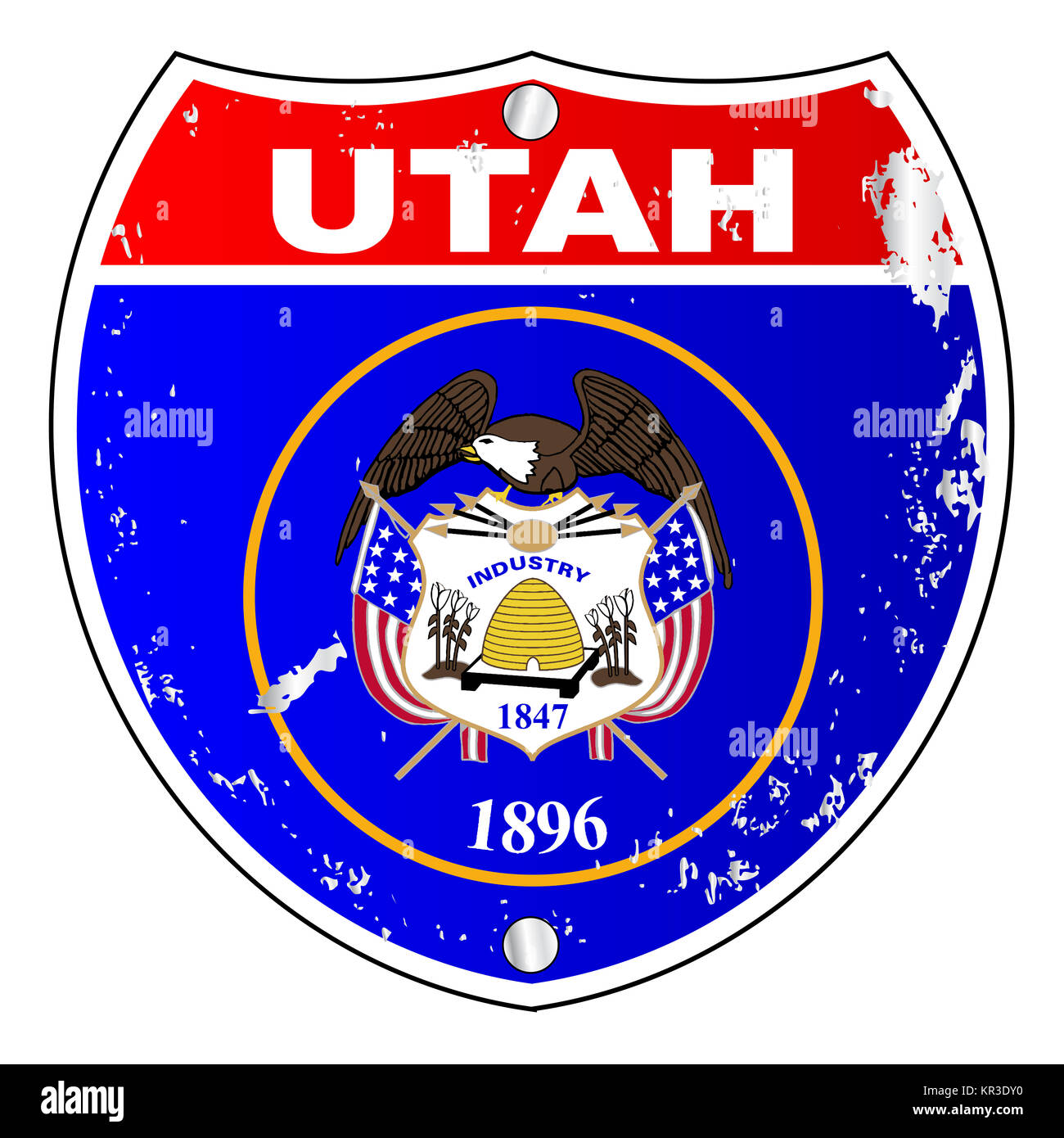Utah Flag Icons As Interstate Sign Stock Photo - Alamy