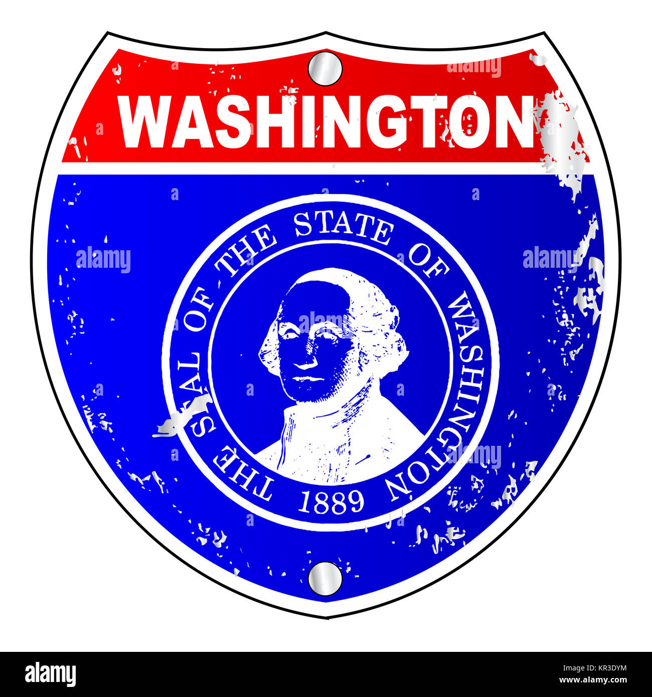 Washington Flag Icons As Interstate Sign Stock Photo - Alamy