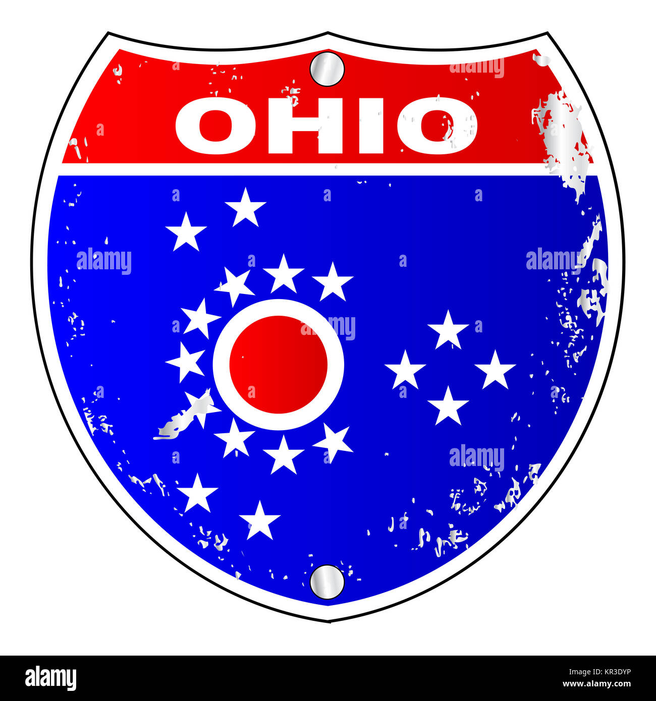Ohio Flag Icons As Interstate Sign Stock Photo - Alamy