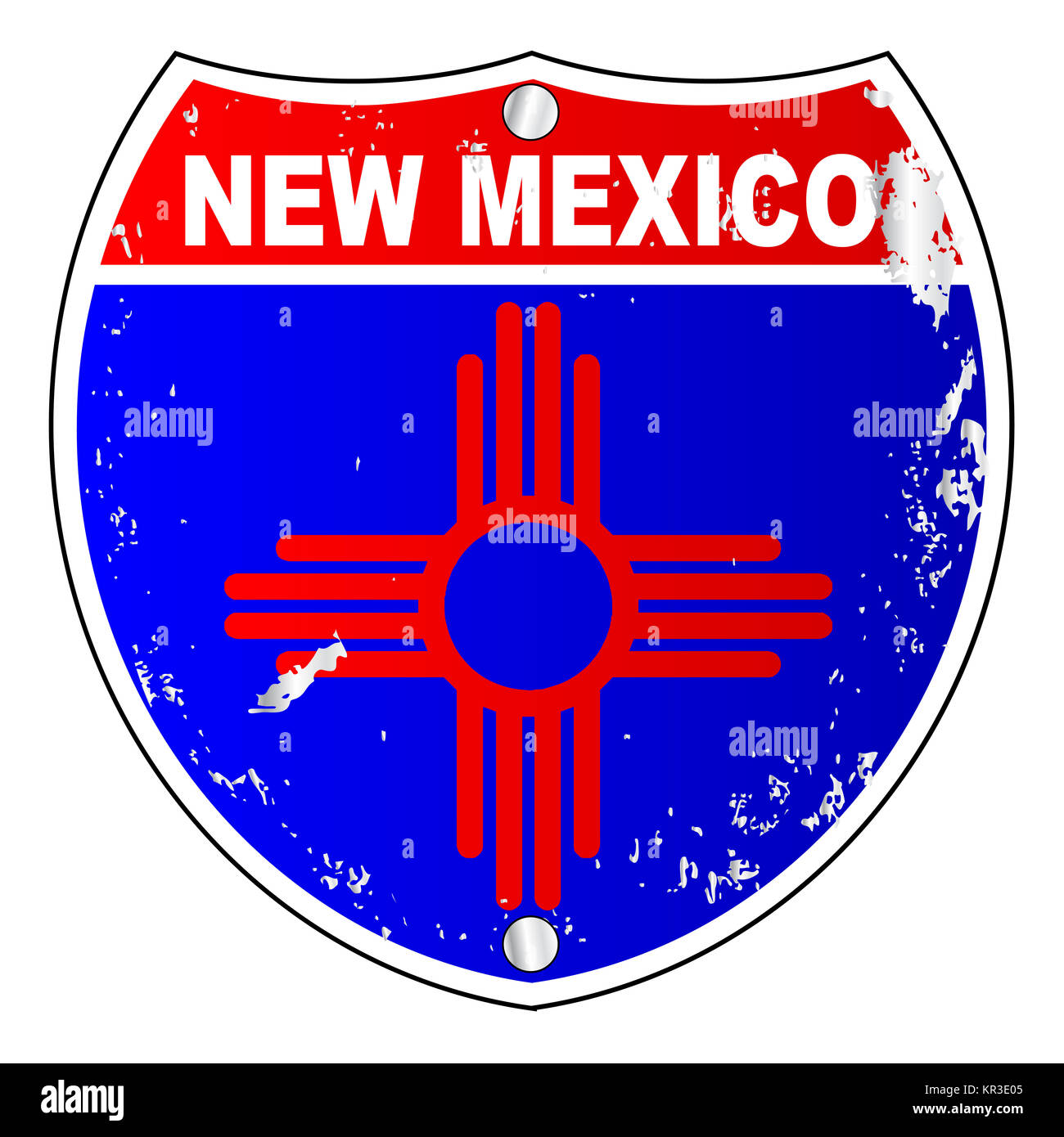 New Mexico Flag Icons As Interstate Sign Stock Photo - Alamy