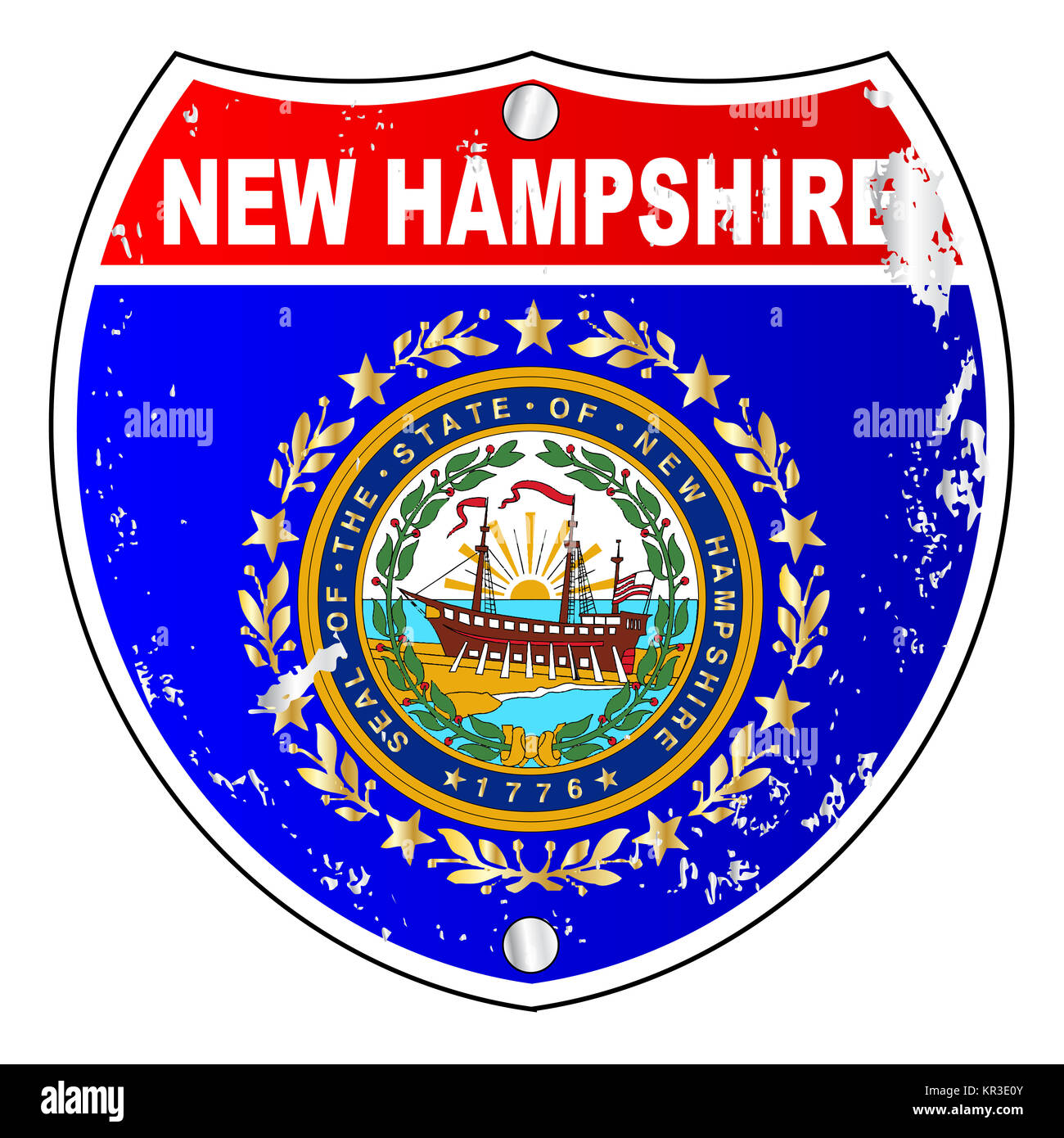 New Hampshire Flag Icons As Interstate Sign Stock Photo - Alamy