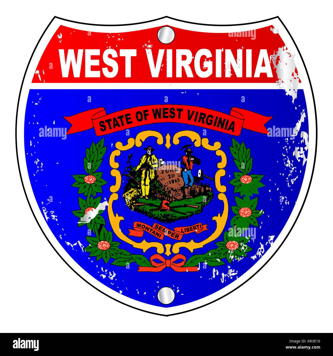 West Virginia Flag Icons As Interstate Sign Stock Photo - Alamy