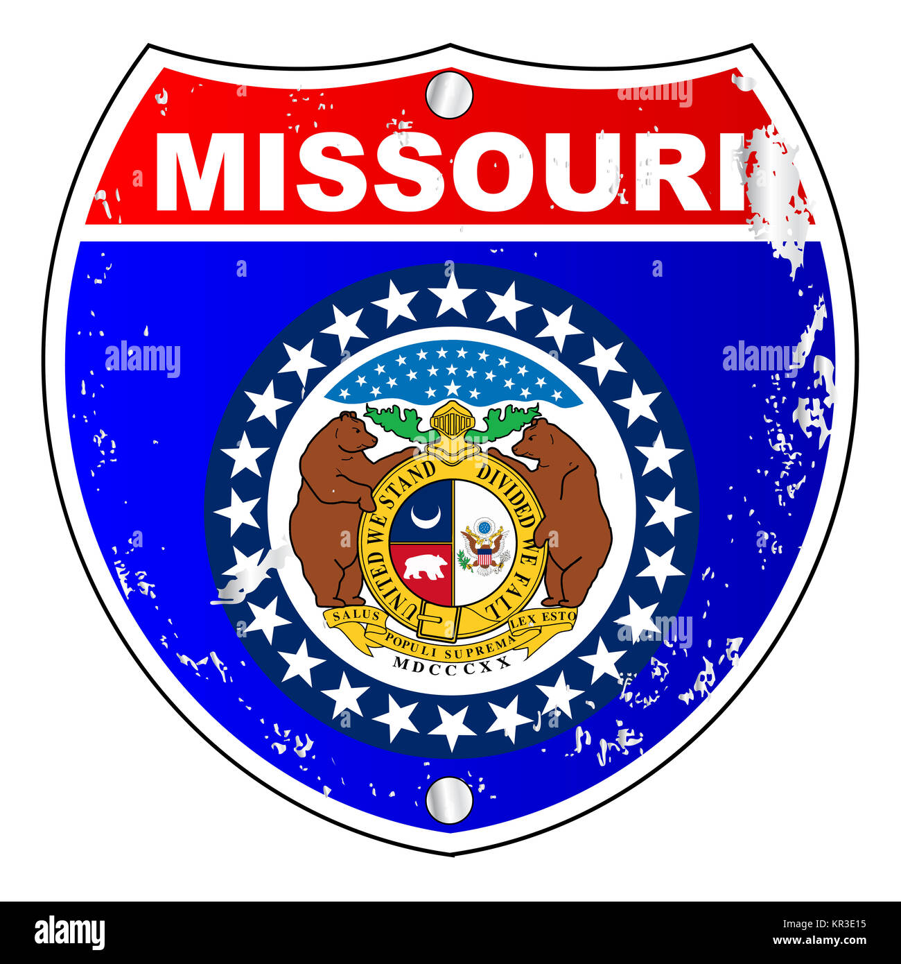 Missouri Flag Icons As Interstate Sign Stock Photo - Alamy