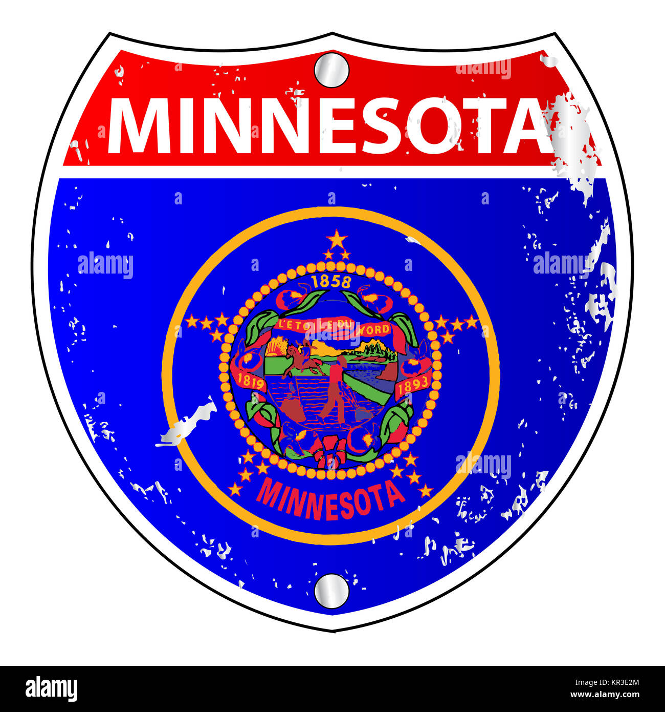 Minnesota Flag Icons As Interstate Sign Stock Photo - Alamy