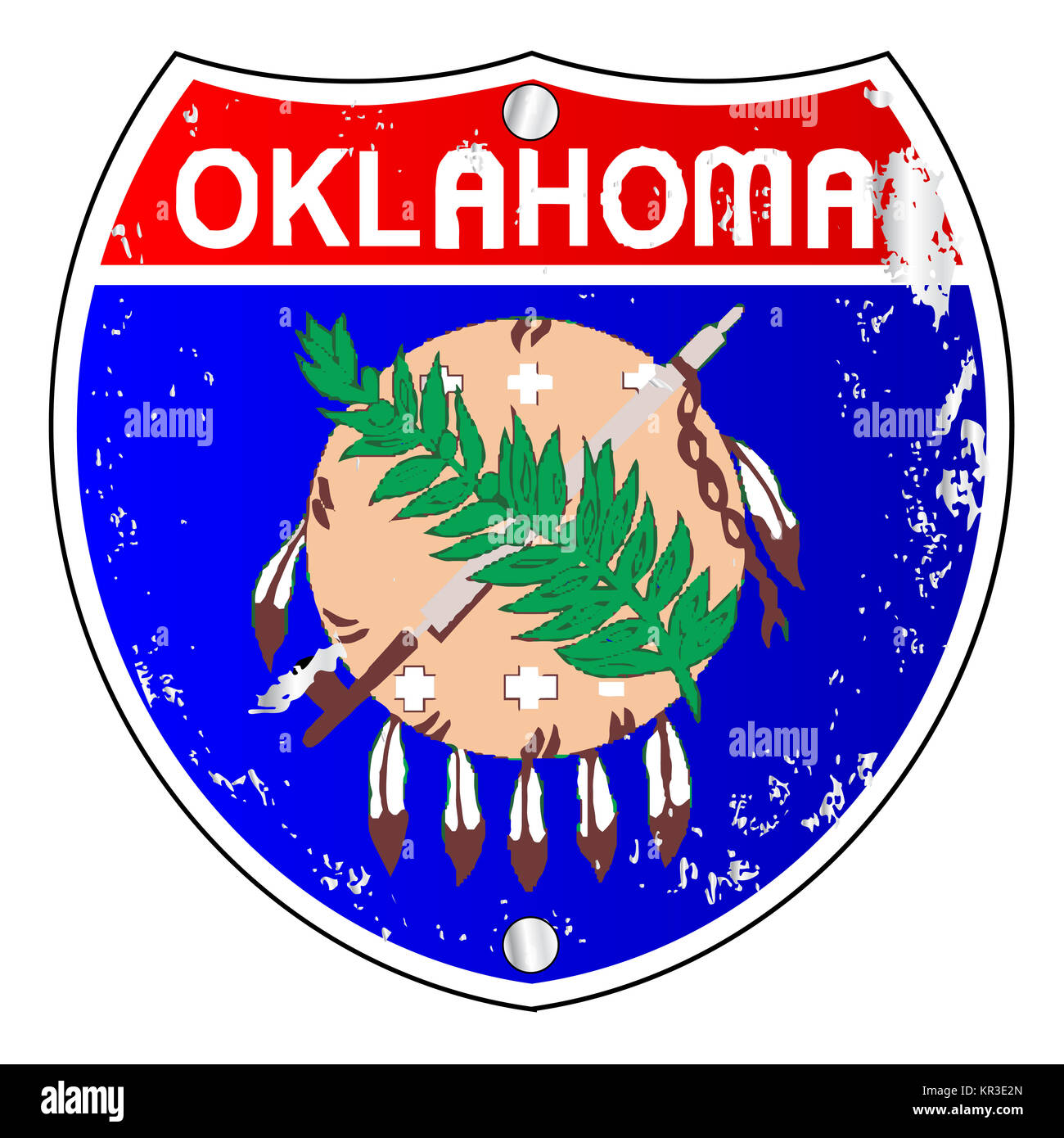 Oklahoma Flag Icons As Interstate Sign Stock Photo - Alamy