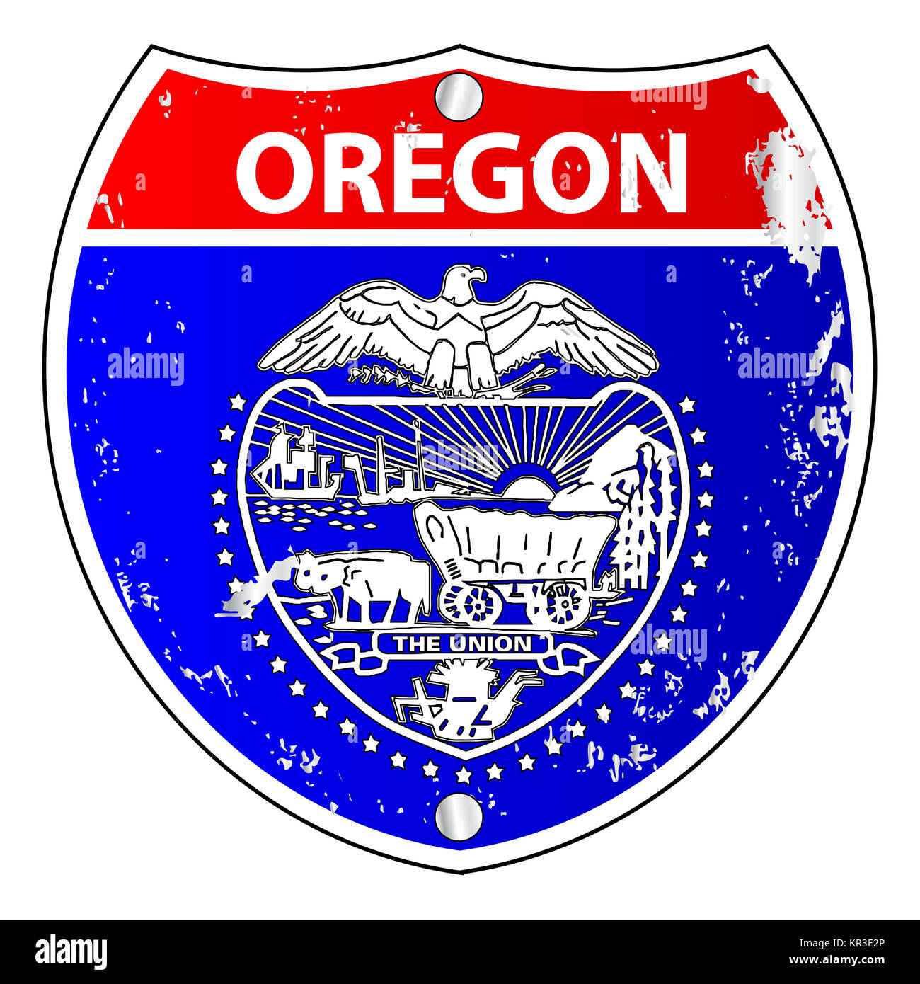 Oregon Flag Icons As Interstate Sign Stock Photo - Alamy