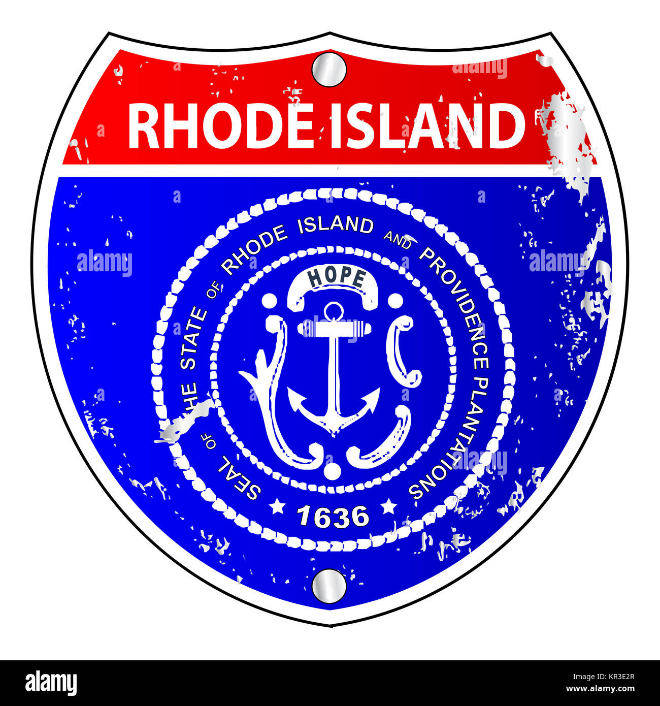 Rhode Island Flag Icons As Interstate Sign Stock Photo - Alamy