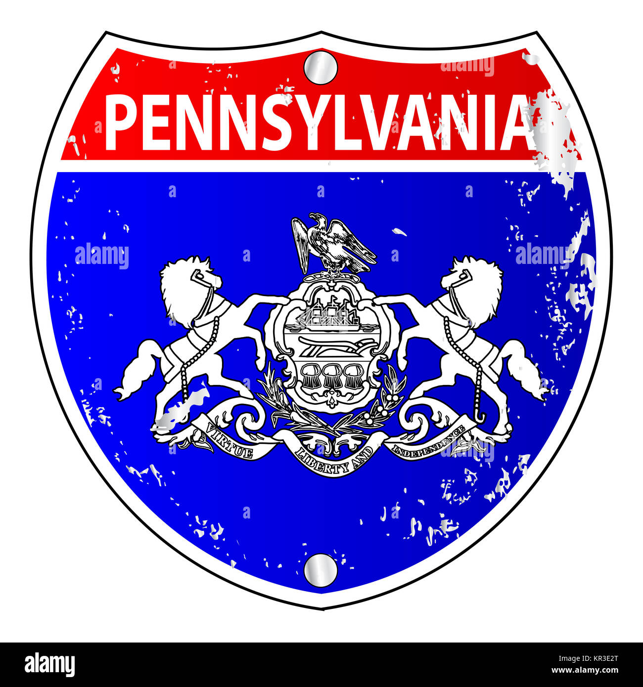 Pennsylvania Flag Icons As Interstate Sign Stock Photo - Alamy