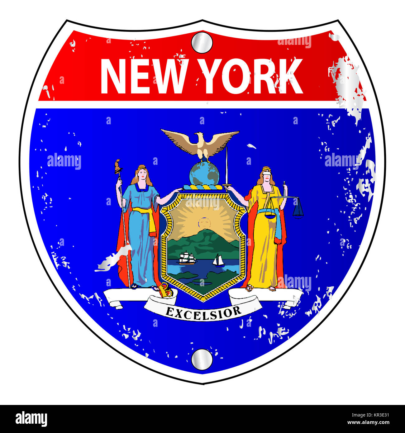 New York Flag Icons As Interstate Sign Stock Photo - Alamy